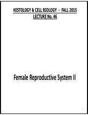 Lecture Female Reproductive System Pdf HISTOLOGY CELL BIOLOGY FALL LECTURE No
