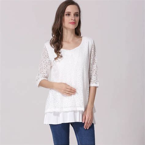 Badu Bg Модни дрехи за бременни Тениска за кърмене Облекло за кърмене за бременни жени Дантелени