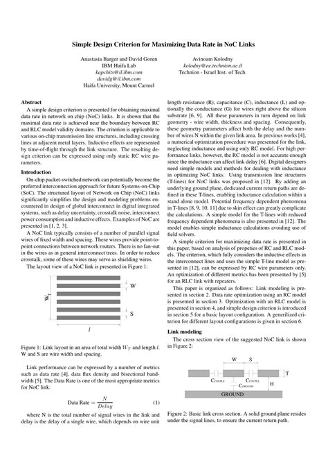 Pdf Simple Design Criterion For Maximizing Data Rate In Noc Links