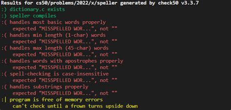 Speller Doesnt Check Any Of Check50 Tests Beside Exist And Complies R