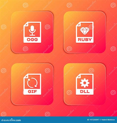 Set OGG File Document RUBY GIF And DLL Icon Vector Stock Vector Illustration Of Flat