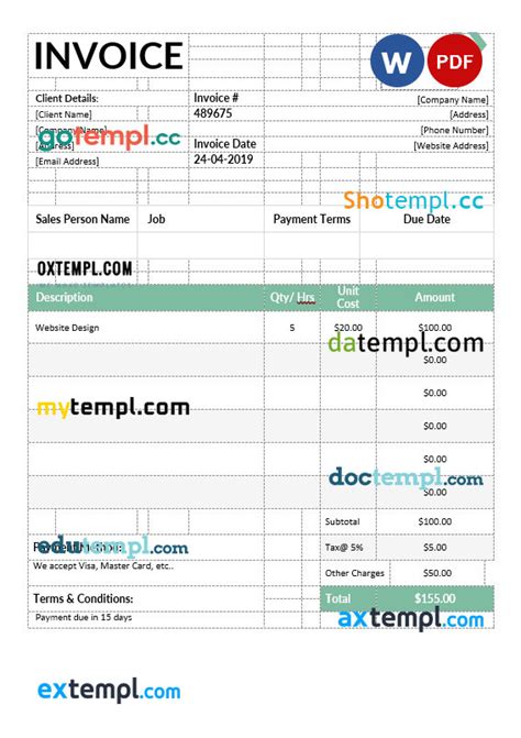 It Services Invoice Fake Template In Word And Pdf Format
