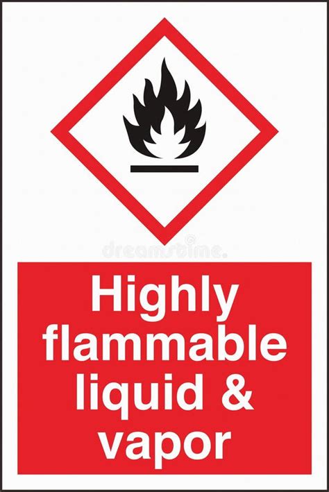 Iso 7010 Ghs Chemicals Label Danger Highly Flammable Liquid And Vapor Vertical White Stock