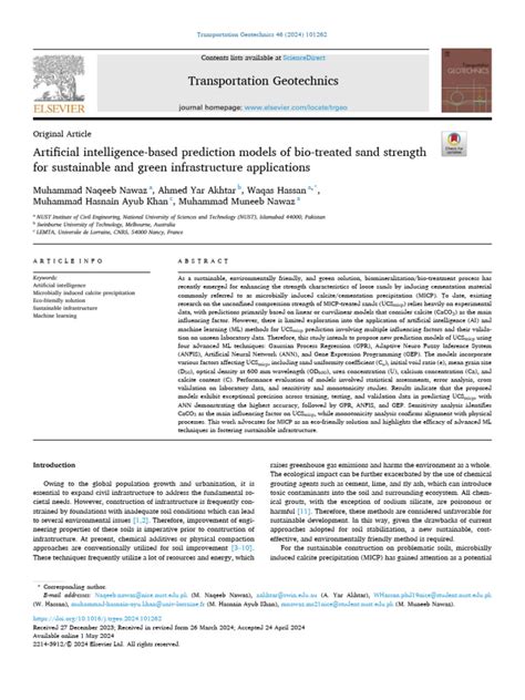 Artificial Intelligence Based Prediction Models Of Bio Treated Sand Strength For Sustainable And