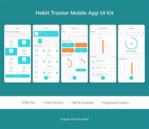 Premium Psd Habit Tracker Mobile App Ui Kit