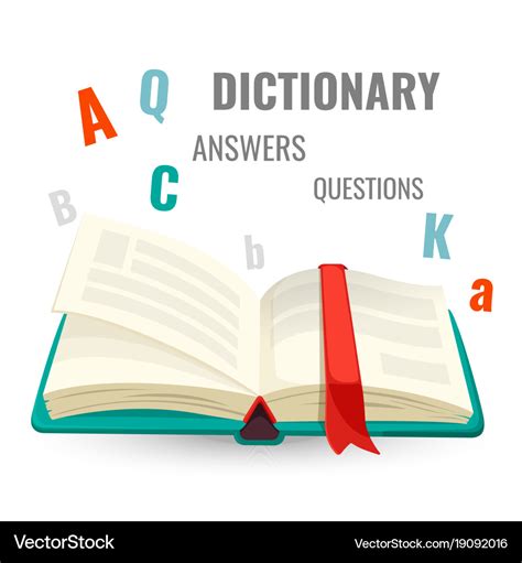 dictionary with all answers to questions promo vector image