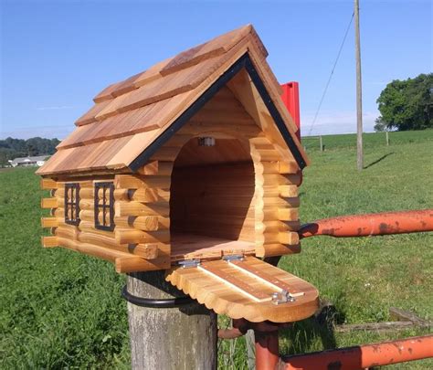Cedar Mailbox Cedar Log Cabin Mailbox Amish Handcrafted Mailbox Etsy