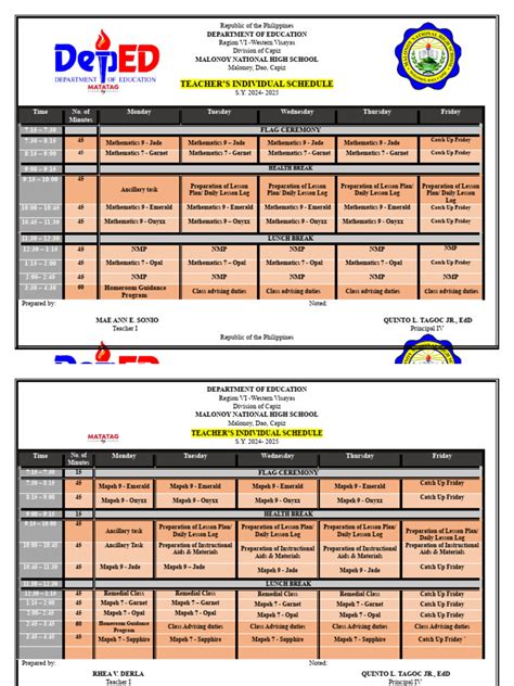 Class Schedule 2024 2025 Pdf Educational Institutions Educational Organizations