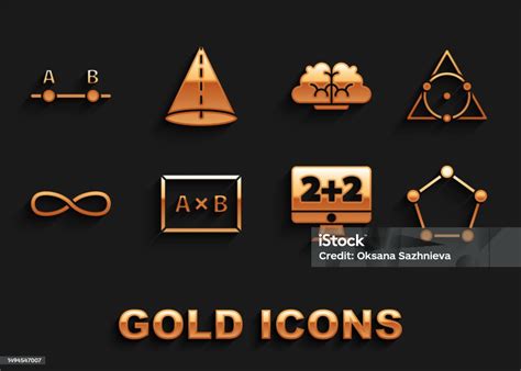 칠판 삼각형 수학 기하학적 도형 오각형 프리즘 방정식 솔루션 무한대 인간의 두뇌 그래프 일정 차트 다이어그램 및 원뿔 아이콘을 설정합니다 벡터 검은색에 대한 스톡 벡터 아트