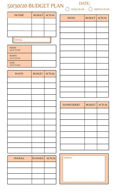 Monthly Budget Template Printable Version X Downloadable Version