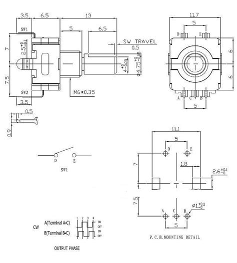 Encoder Rotativo Con Pulsador EC De Pulsos Vuelta