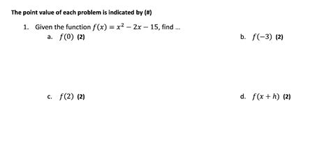Solved The Point Value Of Each Problem Is Indicated By Chegg Com