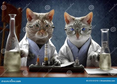 Cats Dressed As Crazy Scientists Experiment Created With Generative Ai