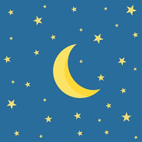 Dibujos Animados De Luna Y Estrellas Sobre Fondo Azul 11892896 Vector