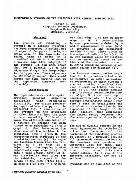 Embedding A Pyramid On The Hypercube With Minimal Routing Load Ieee