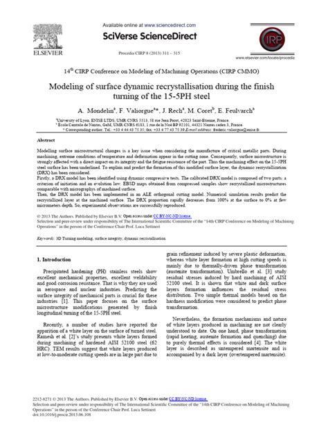 Modeling Of Surface Dynamic Recrystallisation Duri Pdf Technology And Engineering