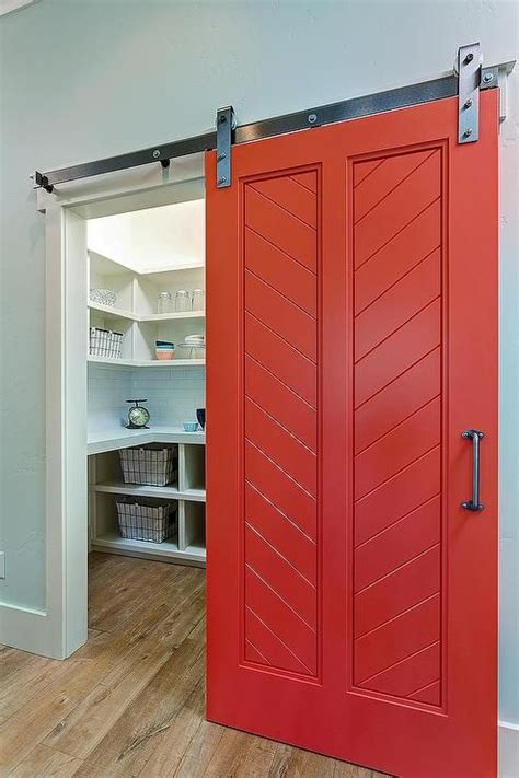 Red Barn Pantry Door Transitional Kitchen Custom Home Builders
