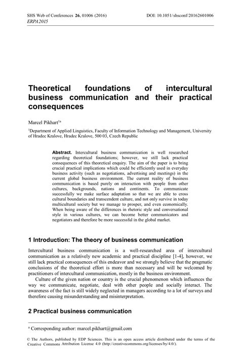 pdf theoretical foundations of intercultural business communication and their practical