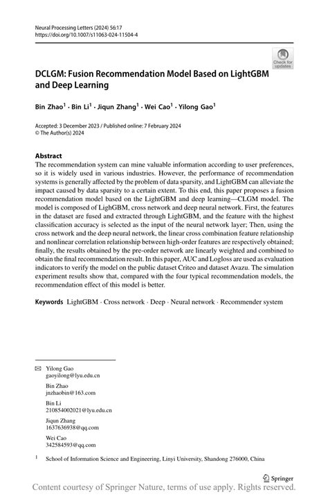 Pdf Dclgm Fusion Recommendation Model Based On Lightgbm And Deep Learning