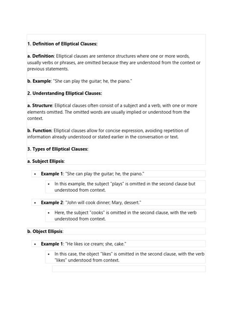 Elliptical Clauses Pdf Clause Subject Grammar