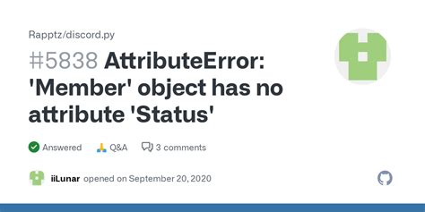 Attributeerror Member Object Has No Attribute Status · Rapptz