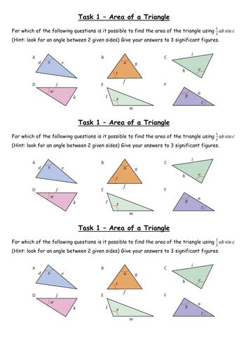 Areas Of Triangles Using Trigonometry Complete Lesson By Tomotoole Teaching Resources Tes