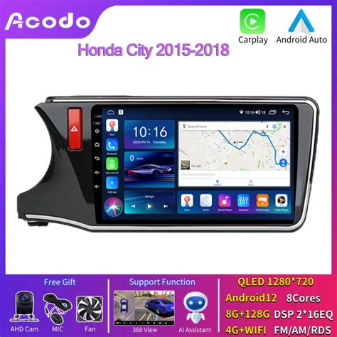 Acodo 2din Android 12รถมัลติมีเดียplayeสำหรับhonda City 2015 2018 Wifi