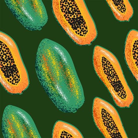 Premium Vector Papaya Seamless Pattern