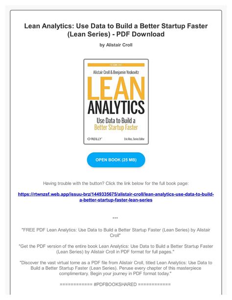 Free Pdf Lean Analytics Use Data To Build A Better Startup Faster