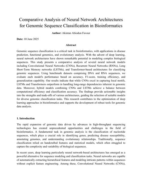 Pdf Comparative Analysis Of Neural Network Architectures For Genomic