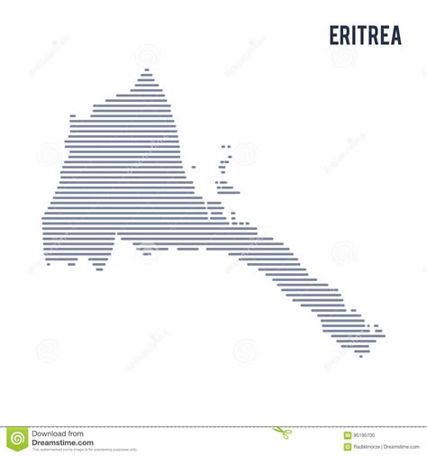 vector abstract hatched map of eritrea with lines isolated on a white