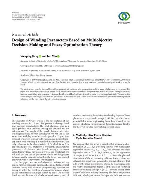 pdf design of winding parameters based on multiobjective decision making and fuzzy