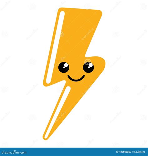Happy Cute Thunder Weather Icon Stock Vector Illustration Of Weather Cartoon 126805203