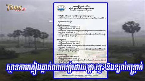 ស្ថានភាពភ្លៀងធ្លាក់លាយឡំដោយ ផ្គរ រន្ទះ និងខ្យល់កន្ត្រាក់