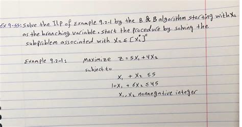 Solved Ex 9 55 Solve The Ilp Of Example 92 1 ﻿by The B And B