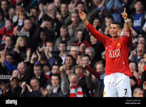 Manchester Uniteds Cristiano Ronaldo Celebrates Scoring His Sides