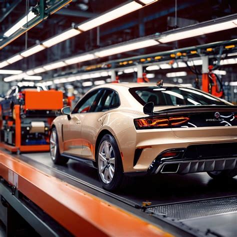 Car Production Manufacturing Industry On Automated Robotic Assembly Line Stock Illustration