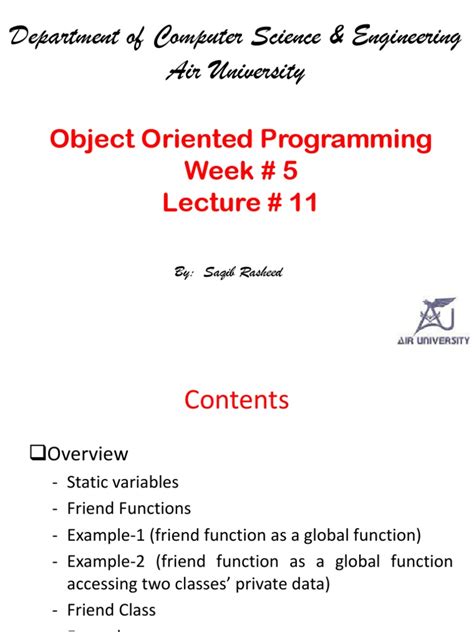 Object Oriented Programming Week 5 Lecture 11 Department Of