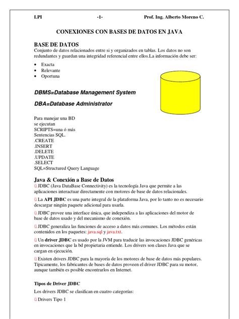 Conexiones Con Bases De Datos En Java Pdf Java Lenguaje De