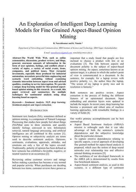 Pdf An Exploration Of Intelligent Deep Learning Models For Fine Grained Aspect Based Opinion