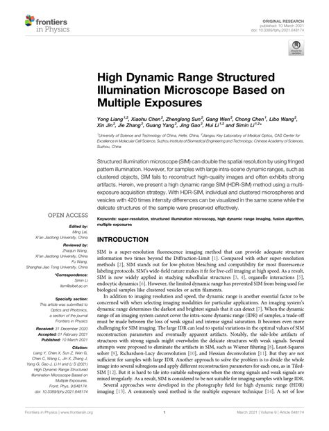 Pdf High Dynamic Range Structured Illumination Microscope Based On