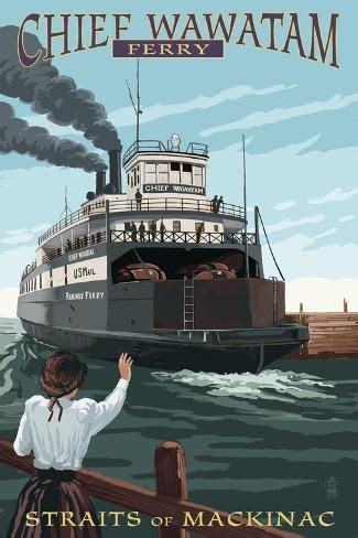 Straits Of Mackinac Michigan Chief Wawatam Ferry Art Print