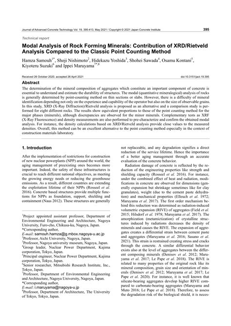 Pdf Modal Analysis Of Rock Forming Minerals Contribution Of Xrd