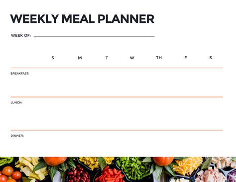 Weekly Meal Planner Meals Customizable Planner Template Shutterstock