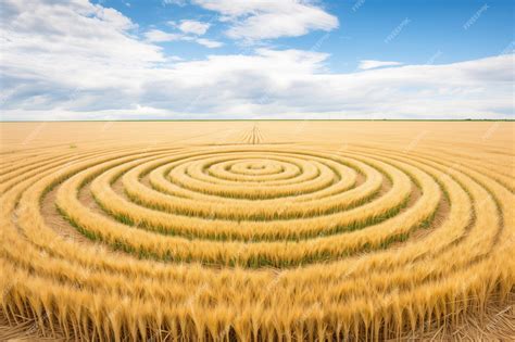 Premium Photo A Large Circular Crop Circle In A Wheat Field