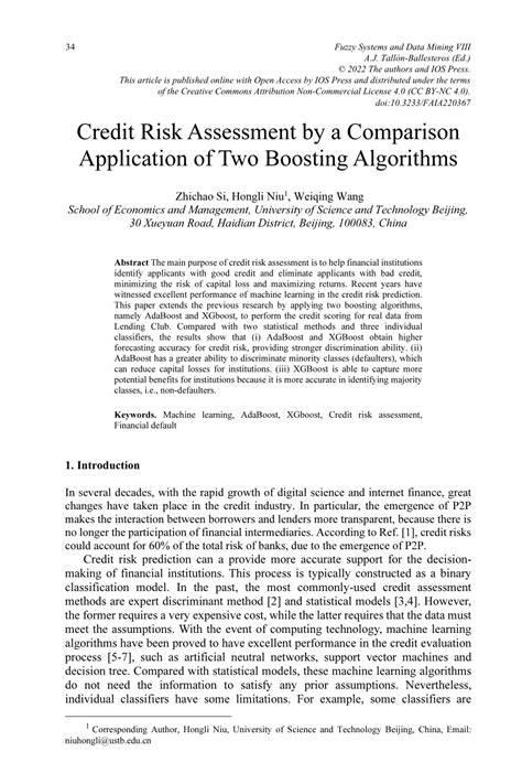 Pdf Credit Risk Assessment By A Comparison Application Of Two Boosting Algorithms
