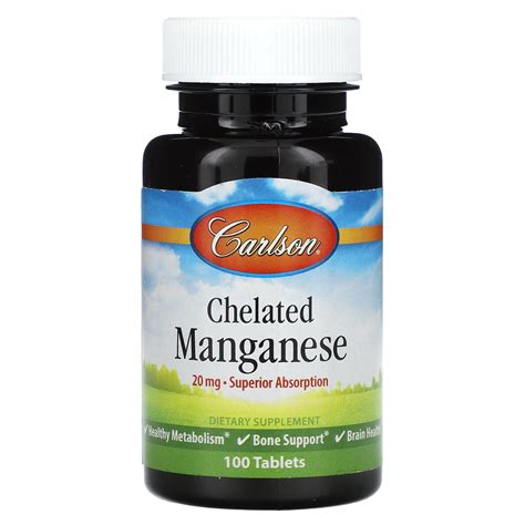 Carlson Labs Chelated Manganese - 100 Tablets - Walmart.com