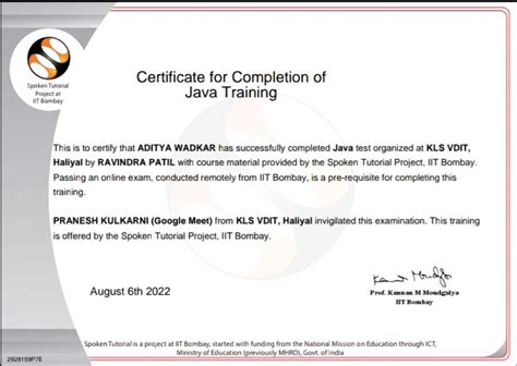 Aditya Wadkar On Linkedin Javaprogramming Iitbombay Spokentutorial