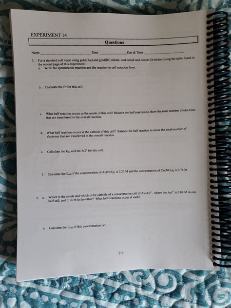 solved experiment 14 questions name date day and time 3 for a