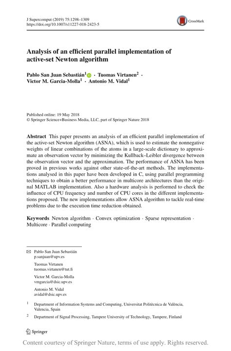 analysis of an efficient parallel implementation of active set newton